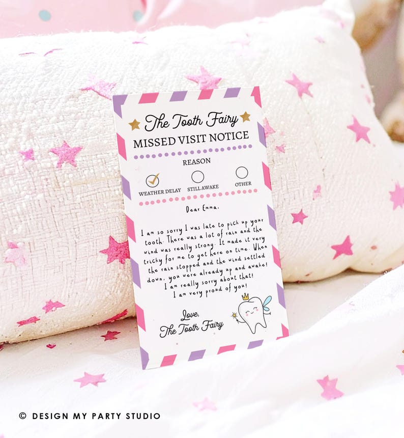 Editable Tooth Fairy Apology Note Official Fairy Note Missed Visit ...