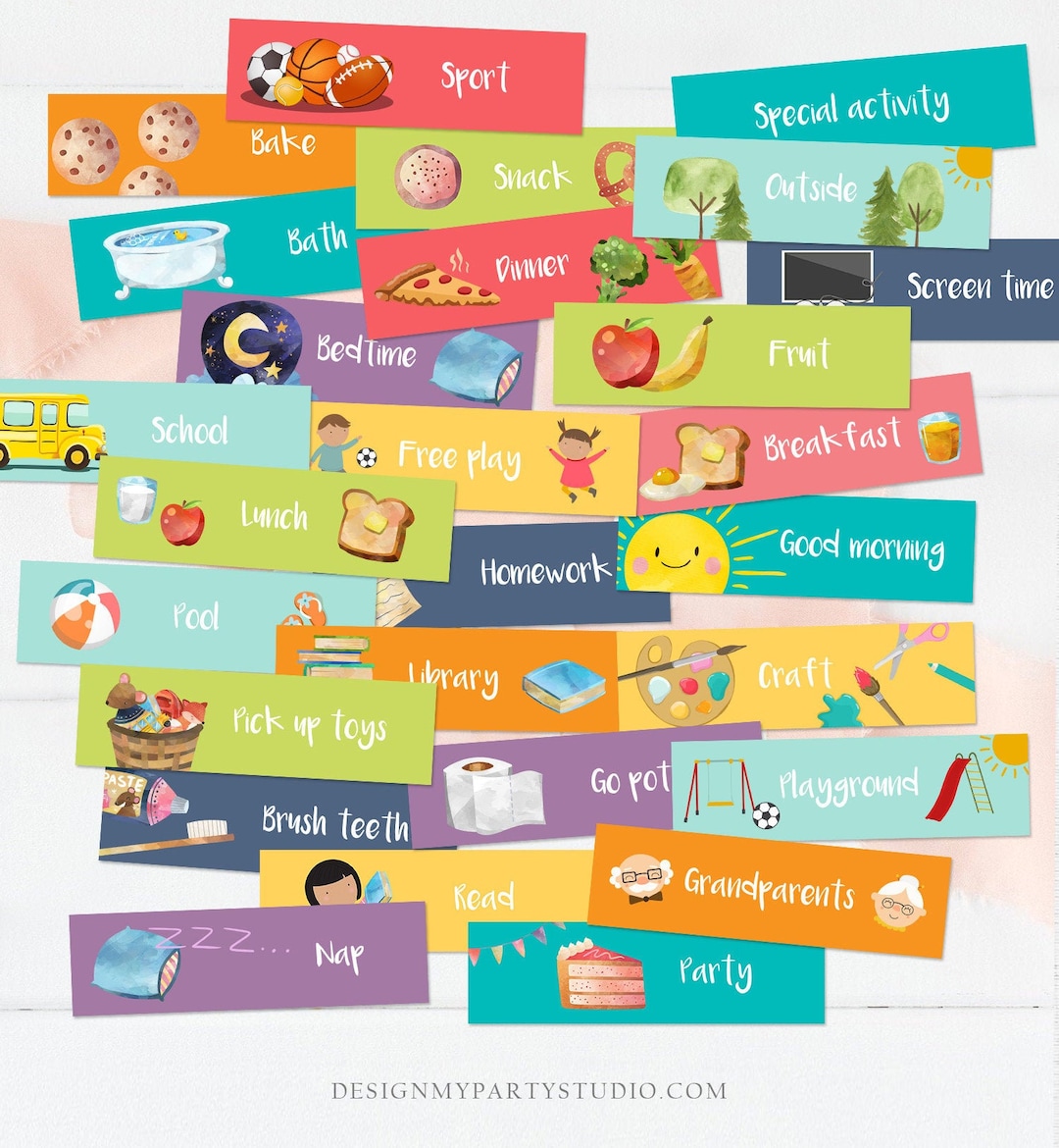 Visual Schedule Toddler Kids Daily Routine Chart Printable Homeschool ...