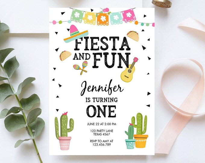 Fiesta Birthday Invitation Spanish Birthday Invitation - Etsy