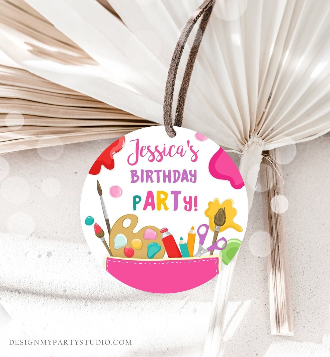 Editable Art Party Favor Tags Painting Party Thank You Tag Sticker Art ...