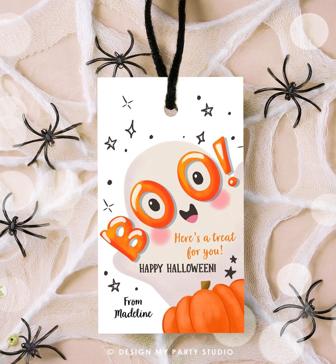 Editable Halloween Favor Tags Boo Gift Tag Costume Party Trick or Treat ...