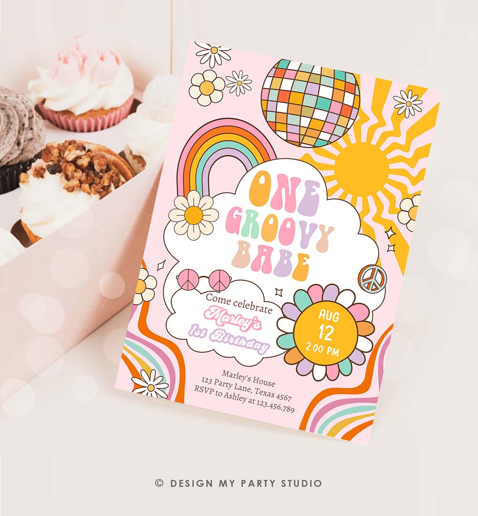 Editable Groovy One Retro 1st Birthday Invitation First Birthday One ...