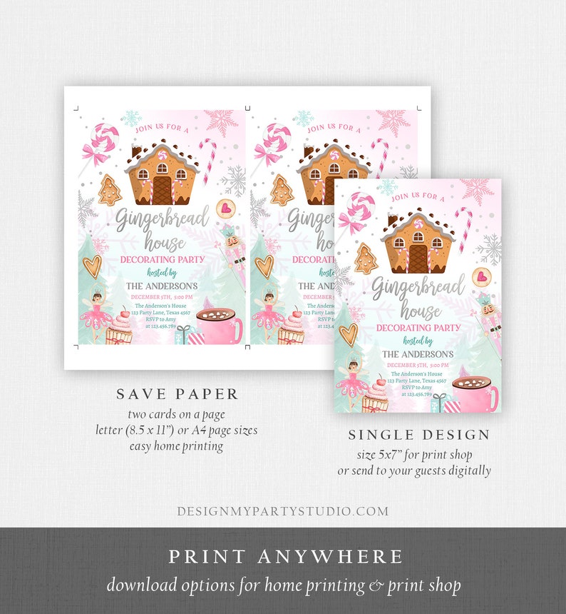 Editable Gingerbread House Decorating Party Invitation Land of | Etsy