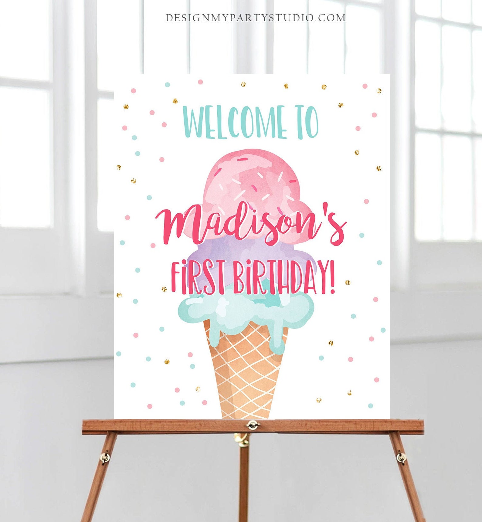 Editable Ice Cream Party Welcome Sign Ice Cream Birthday - Etsy