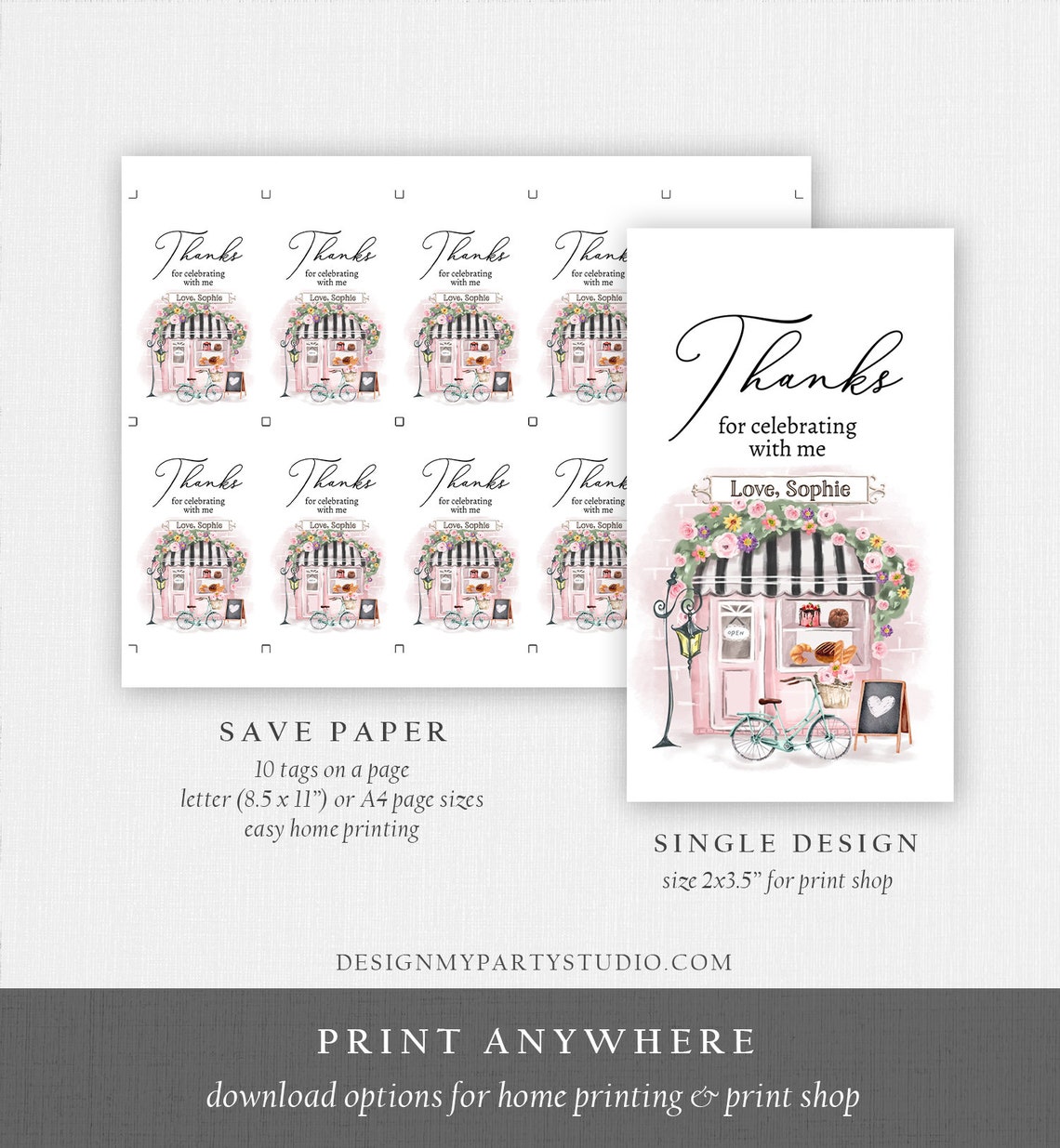 Editable Paris Birthday Favor Tag French Patisserie Parisian - Etsy