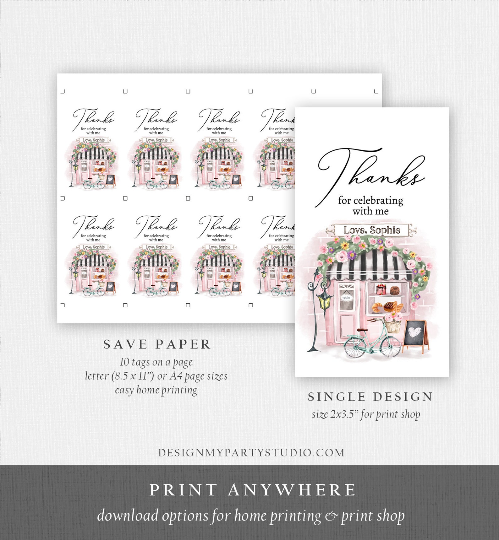 Editable Paris Birthday Favor Tag French Patisserie Parisian - Etsy