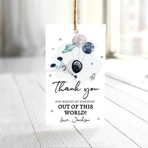 Editable Outer Space Favor Tag Astronaut Birthday Thank You Label ...
