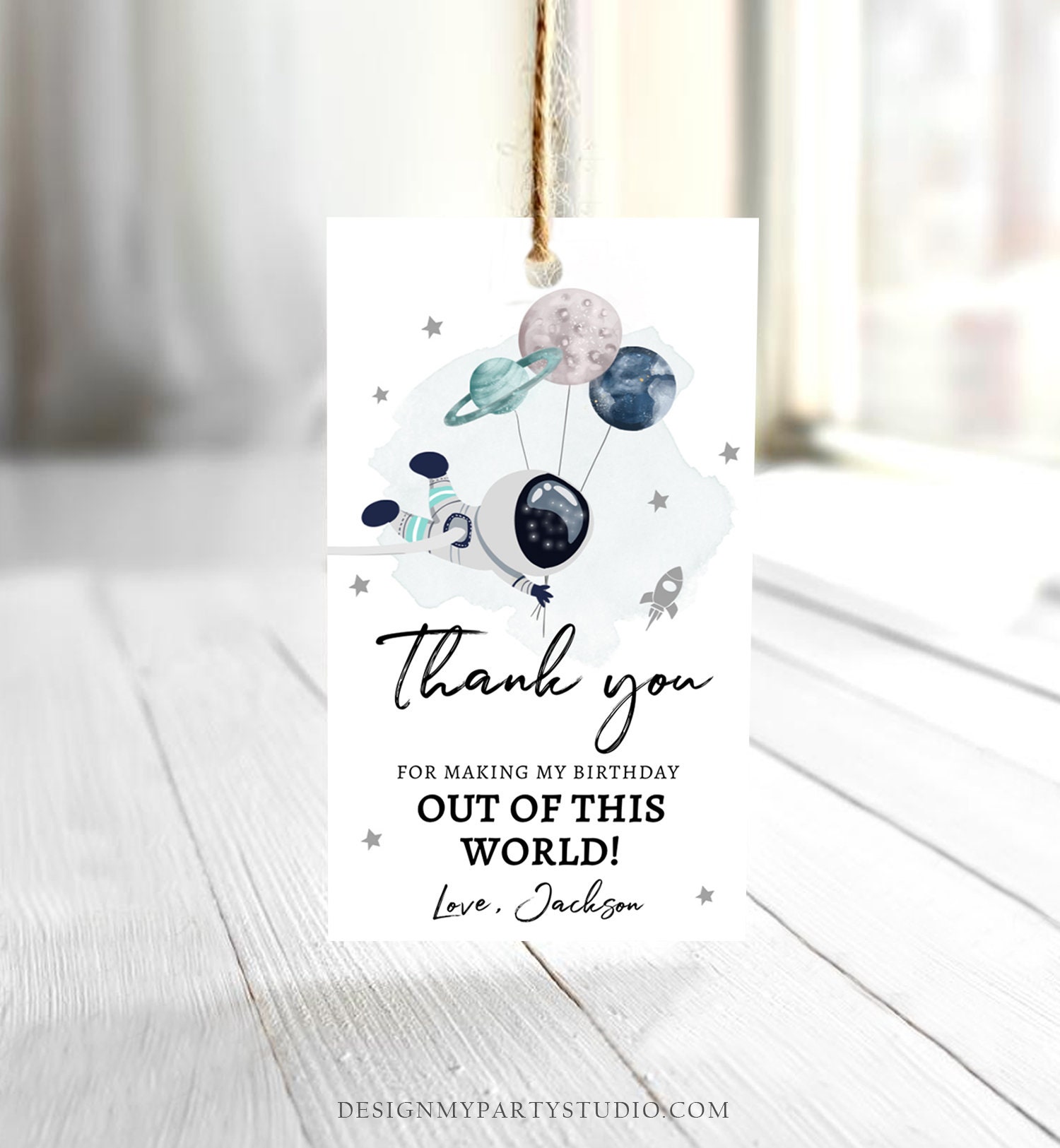 Editable Outer Space Favor Tag Astronaut Birthday Thank You Label ...