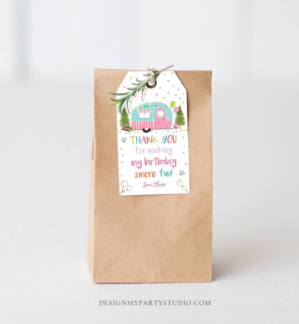 Editable S'more Fun Favor Tags Thank You Happy Camper Birthday Party ...