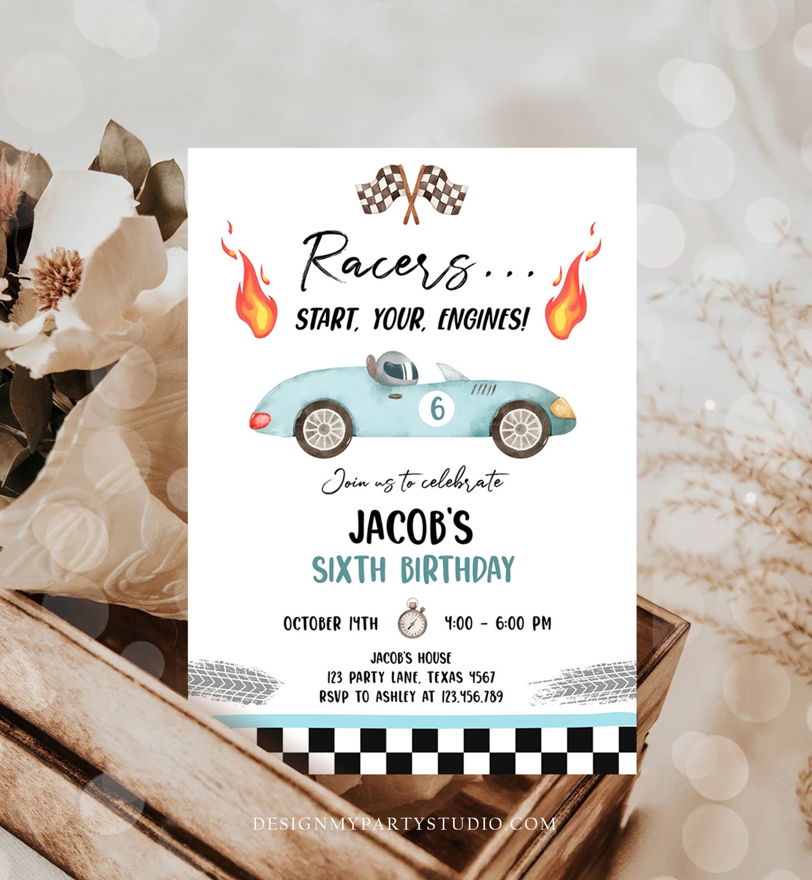 Editable Racing Birthday Invitation Racers Start Your Engines | Etsy