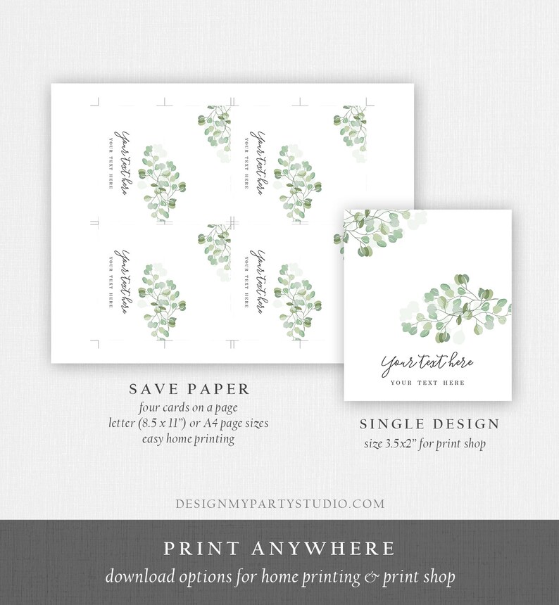 Editable Eucalyptus Place Card Wedding Tent Card Folding Name - Etsy