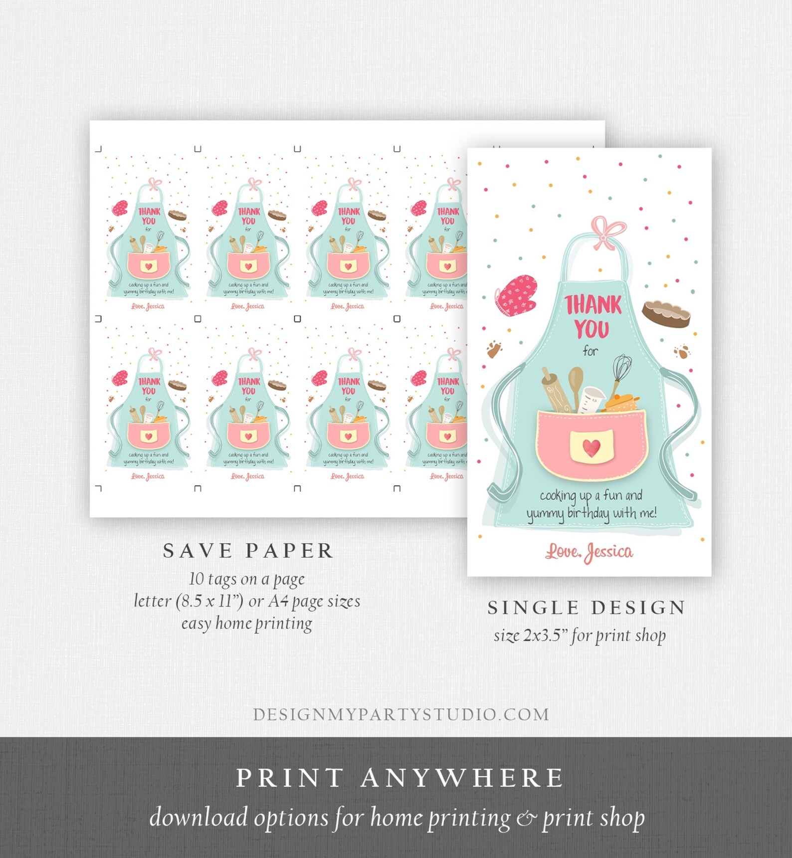 Editable Cooking Favor Tags Tags Baking Birthday Thank You - Etsy