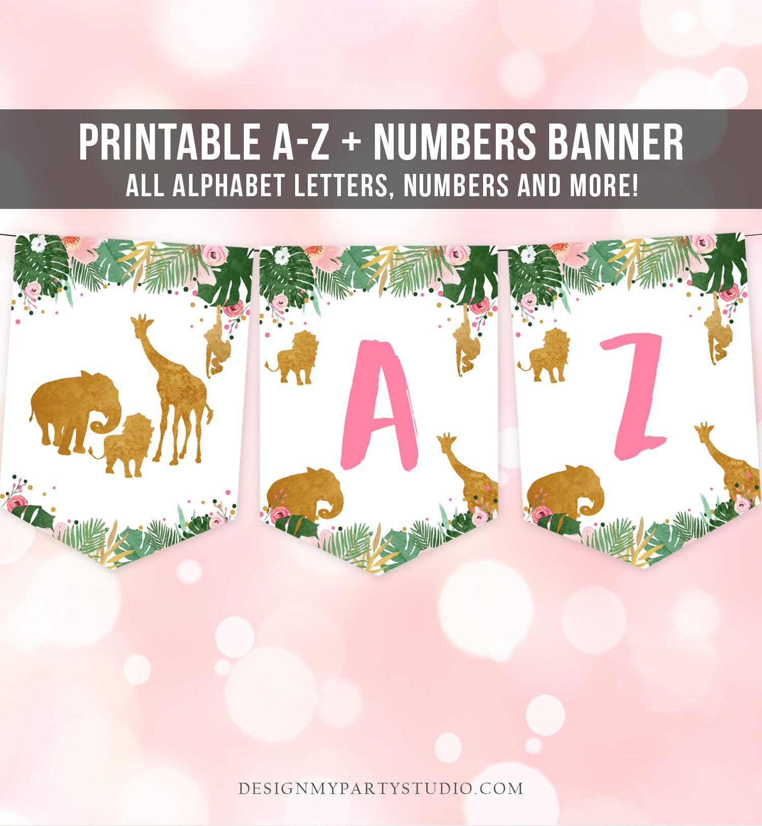 Safari Animals Birthday Banner A-Z Alphabet Numbers Banner | Etsy