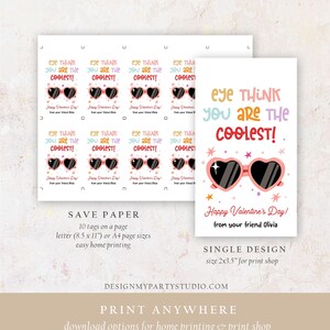Editable Sunglasses Valentines Tag Valentines Glasses Eye Think You Are ...