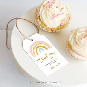 Editable Rainbow Favor Tags Rainbow Baby Shower Thank You Tags Pastel ...