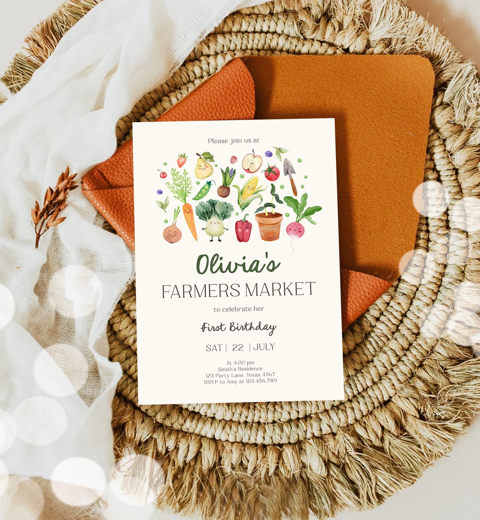 Editable Farmers Market Birthday Invitation Locally Grown Invitation ...