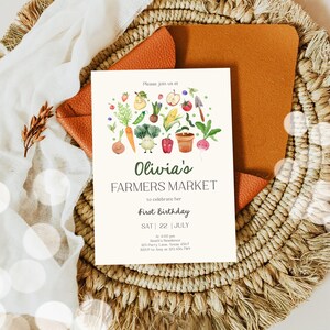 Editable Farmers Market Birthday Invitation Locally Grown Invitation ...