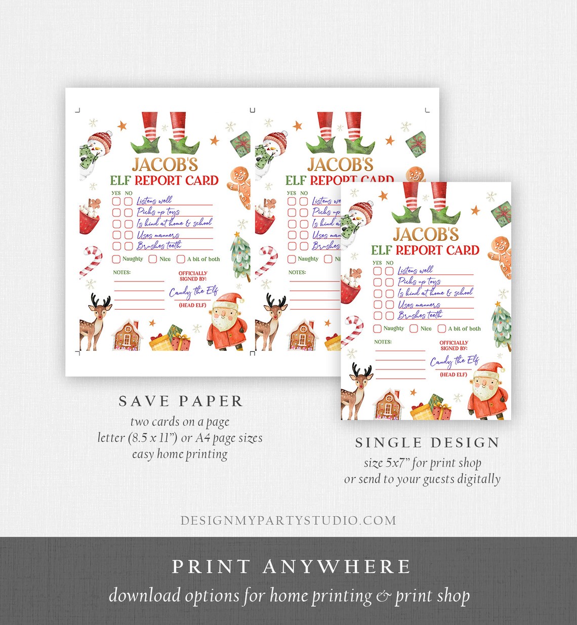 Editable Elf Report Card Personalized Elf Letter Christmas Elf Letter ...