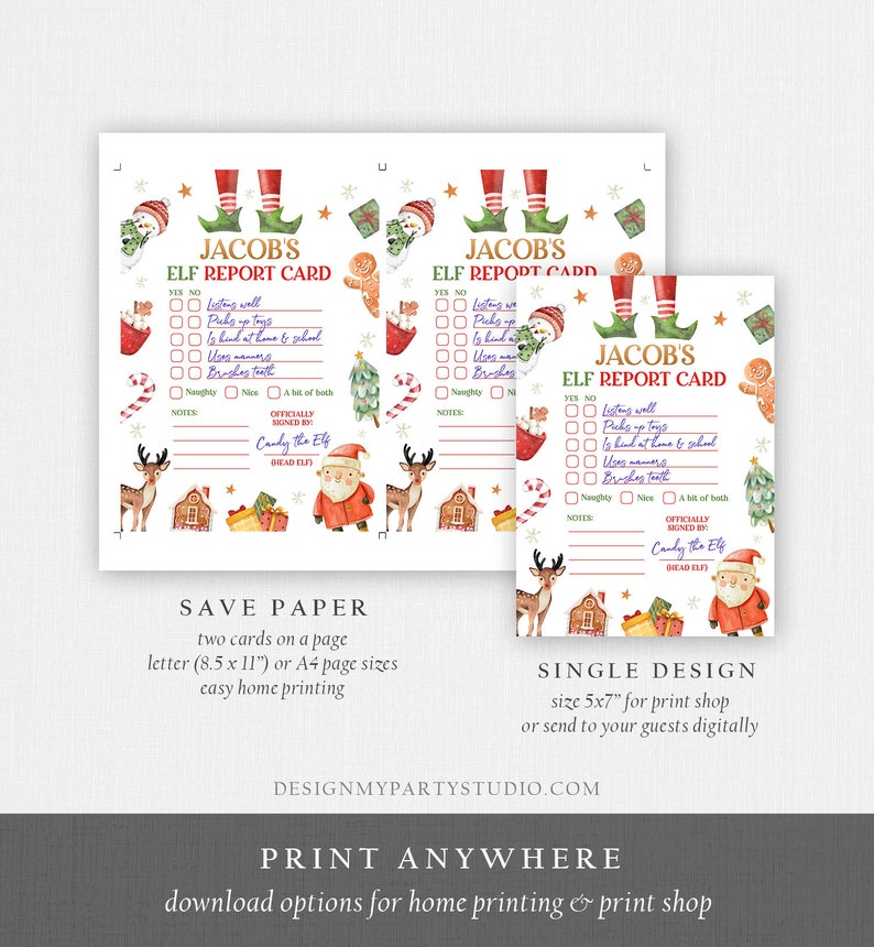 Editable Elf Report Card Personalized Elf Letter Christmas Elf Letter ...