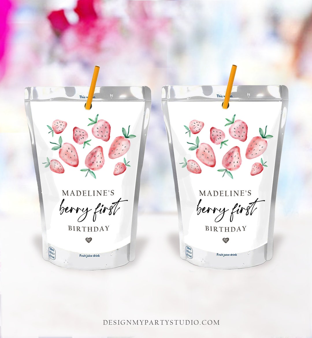 Editable Strawberry Capri Sun Labels Juice Pouch Labels - Etsy