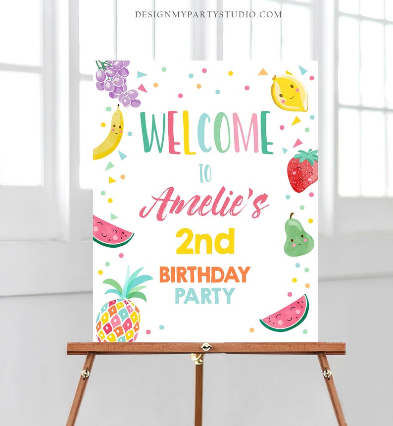Editable Welcome Sign Fruit Birthday Tutti Fruity Party Fruit - Etsy