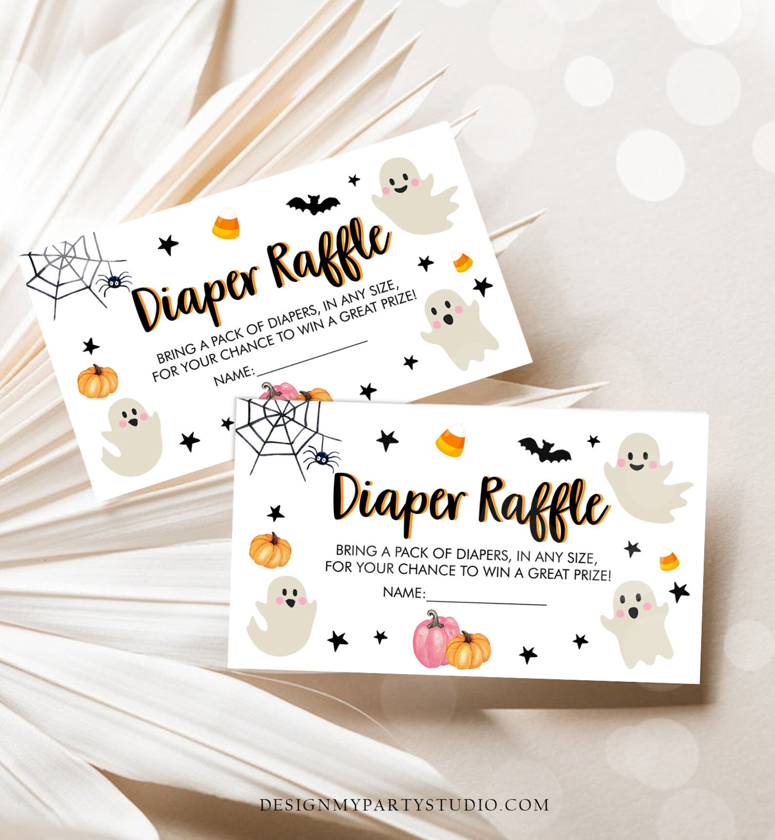 Editable Halloween Diaper Raffle Ticket Peek a Boo Halloween Baby ...