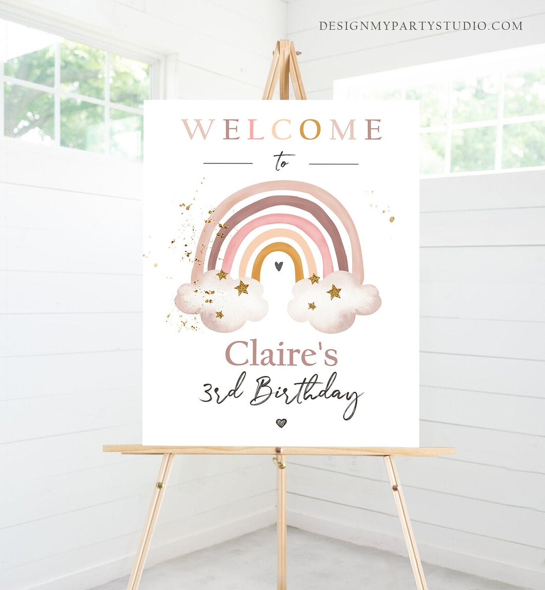 Editable Rainbow Welcome Sign Rainbow Birthday Modern Earth - Etsy