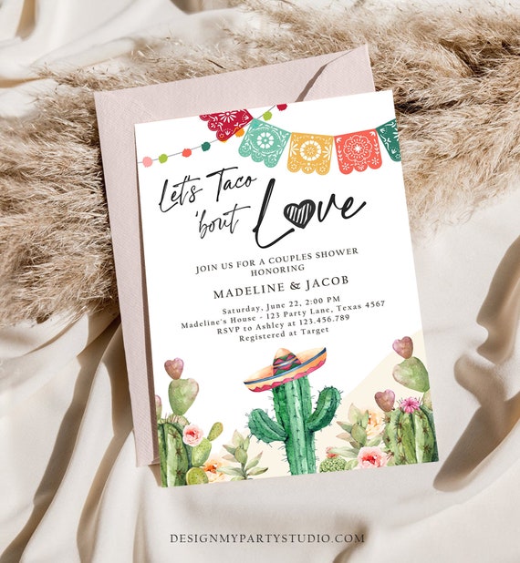 Editable Let's Taco Bout Love Engagement Invitation Couples Shower ...