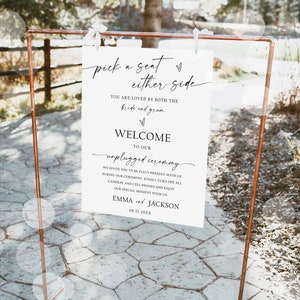 Editable Pick A Seat Minimalist Wedding Welcome Sign Unplugged - Etsy