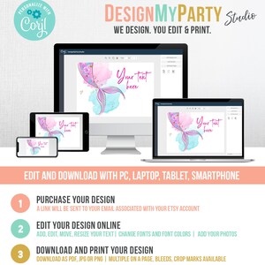 Editable Mermaid Insert Card Mermaid Bring a Book Card Baby Shower ...