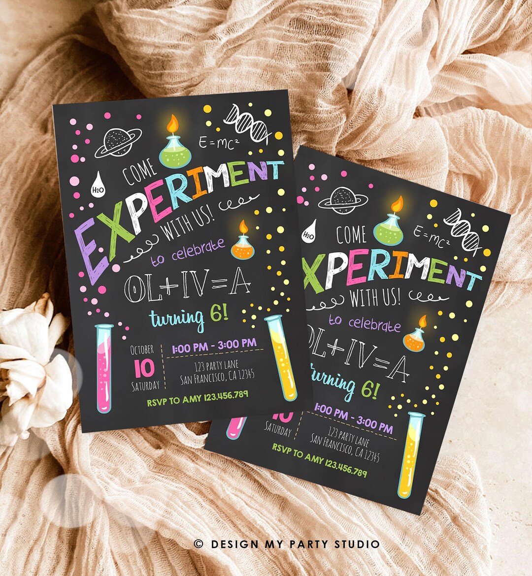 Editable Science Experiment Birthday Invitation Girl Science Party Mad ...