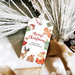 Editable Christmas Favor Tags Holiday Gift Tags Merry Christmas Party ...
