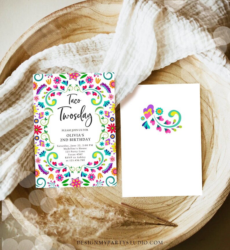Editable Taco Twosday Fiesta Birthday Invitation Second Birthday 2nd ...