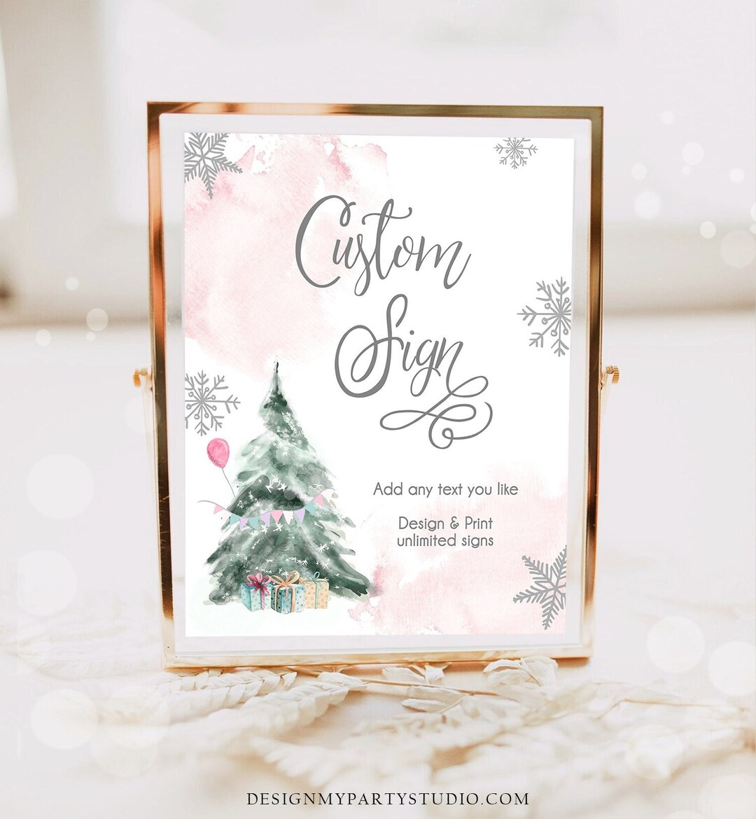 Editable Custom Sign Winter Birthday Sign Winter Onederland Decor 1st ...