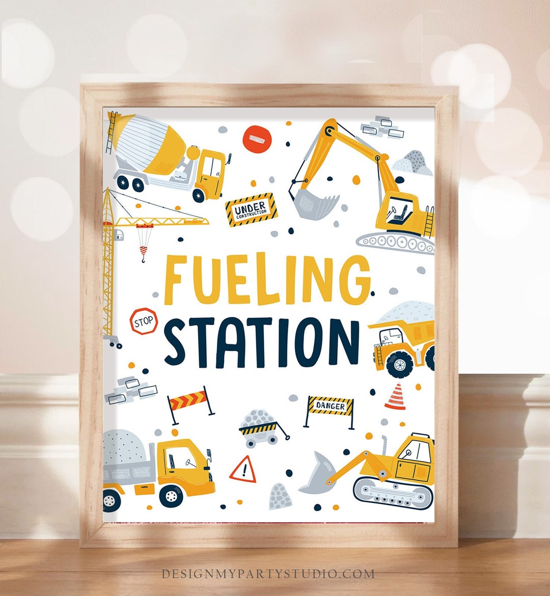 Fueling Station Sign Construction Birthday Sign Drinks Sign ...