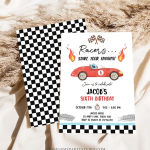 Editable Racing Birthday Invitation Racers Start Your Engines Race Car ...