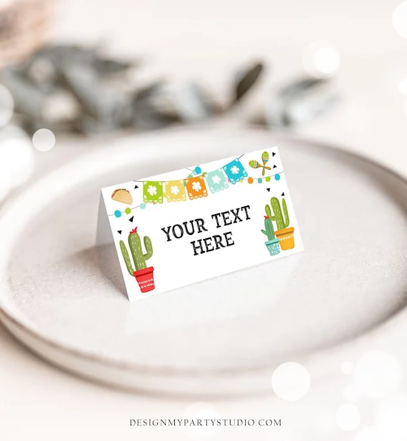 Editable Fiesta Taco Food Labels Fiesta Party Place Card Tent Card ...