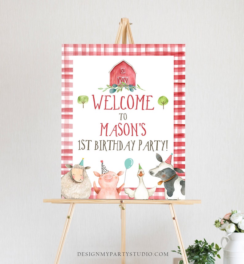 Editable Farm Birthday Welcome Sign Boy Barnyard Birthday | Etsy