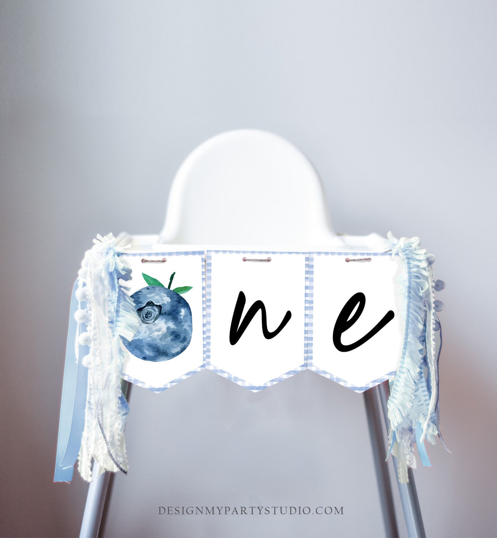 Blueberry High Chair Banner Berry First Birthday Boy 1st Blueberry ...