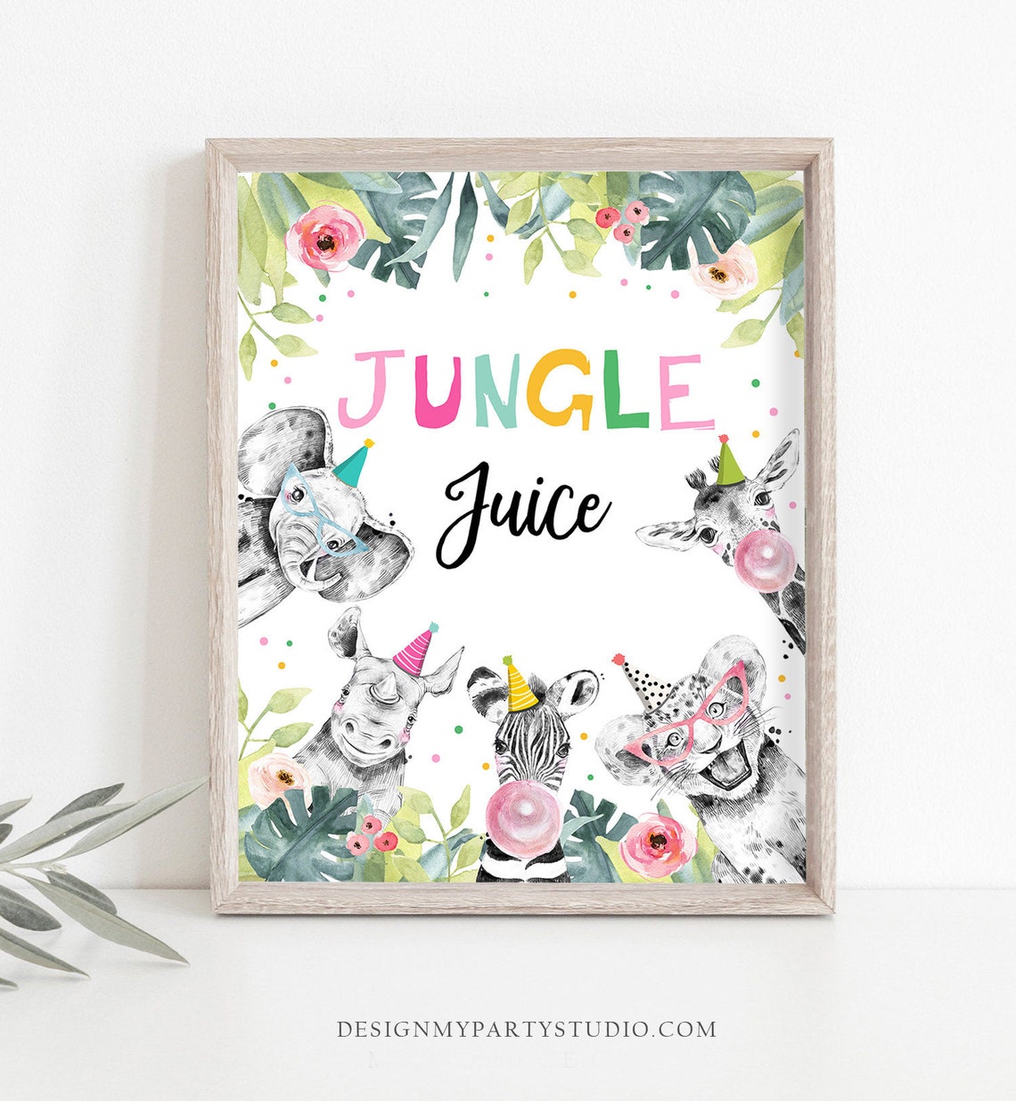 Jungle Juice Sign Drinks Table Decor Safari Animals Birthday - Etsy