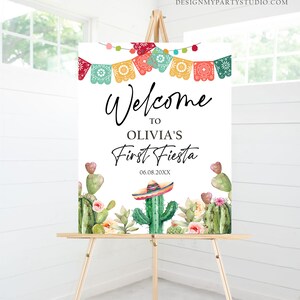 Editable Fiesta Cactus Welcome Sign First Fiesta Birthday Welcome ...