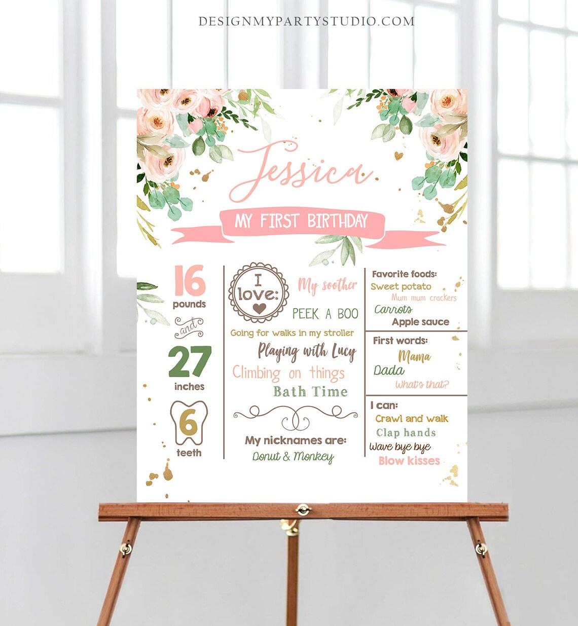 Editable Floral Birthday Milestones Sign Wild One Birthday - Etsy