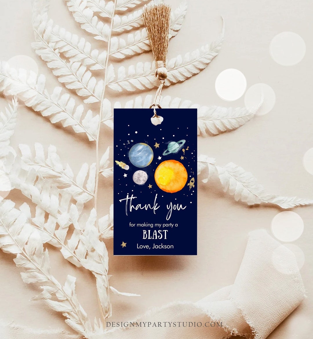 Editable Outer Space Favor Tags Space Birthday Thank You Label Galaxy ...