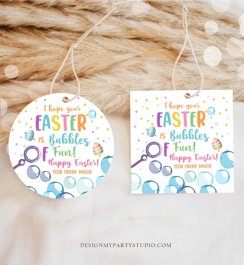 Editable Easter Bubbles Tag Easter Tags Kids Easter Gift Tag Classroom ...