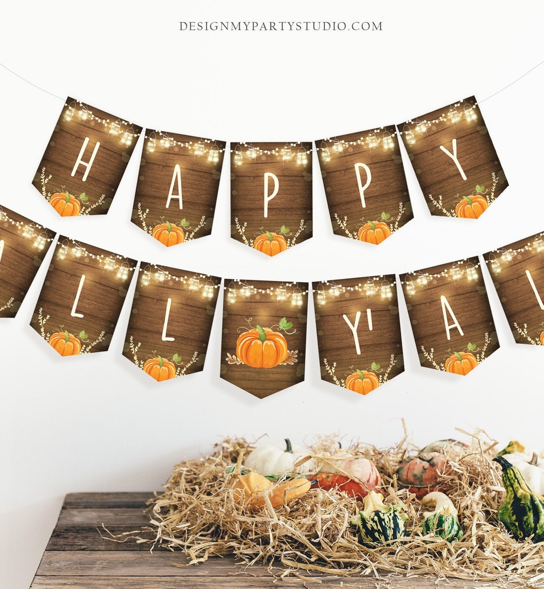 Happy Fall Y'all Banner Pumpkin Banner Rustic Pumpkin Fall Decoration ...