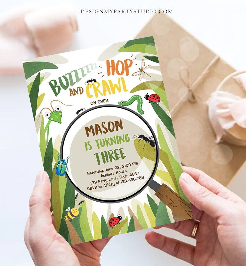 Editable Bug Birthday Invitation Insect Party Bugging Outdoor - Etsy