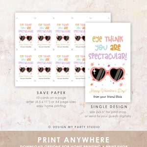 Editable Sunglasses Valentines Tag Valentines Glasses Eye Think You Are ...