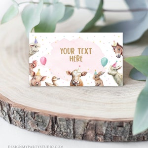 Editable Farm Animals Food Labels Barnyard Birthday Name Place Tent ...