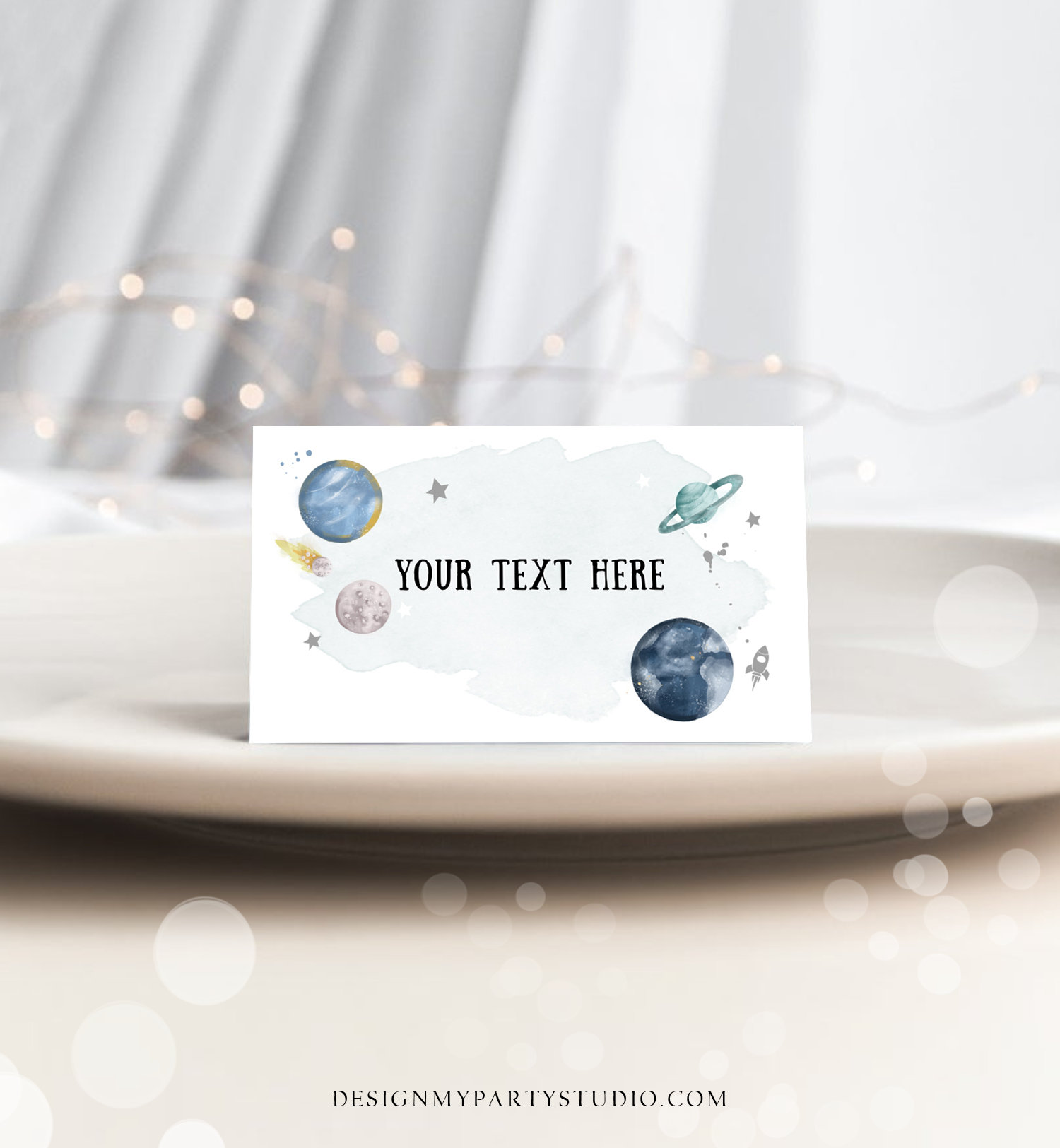 Editable Outer Space Food Label Birthday Galaxy Insert Card Label Place ...