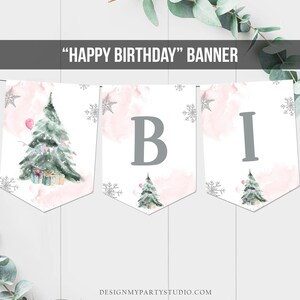 Happy Birthday Banner Winter Birthday Girl Winter Onederland ...